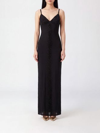 Patrizia Pepe Langes Abendkleid aus Cr&ecirc;pe mit V-Ausschnitt und Strassdetails