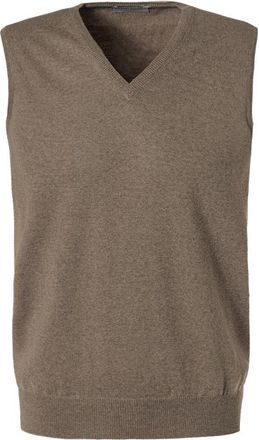 Gran Sasso Herren Pullunder beige Schurwolle unifarben