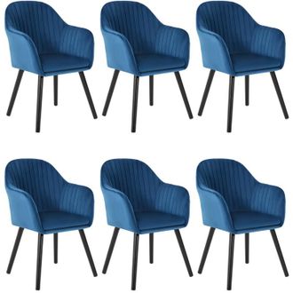 Woltu Esszimmerst&uuml;hle 6er Set, K&uuml;chenstuhl mit Armlehne R&uuml;ckenlehne, Polsterstuhl Wohnzimmerstuhl, bis 150 kg belastbar, aus Samt Holzbeine, f&uuml;r Esszimmer