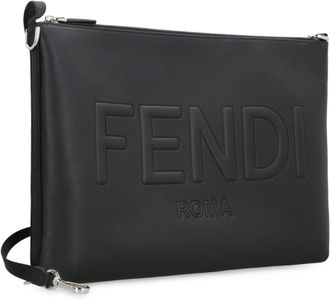 Fendi Mens Leather Pouch Black Phone Cases & Technology