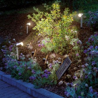 Esotec LED Solarstrahler PowerTrio mit 3 Spots aus Edelstahl METALL IP44 102705