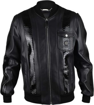 Philipp Plein Homme, Vestes, Noir, Taille: XL Python Bomber Jacket