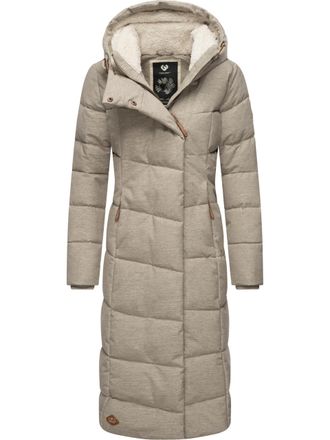 Ragwear Damen atmungsaktiver Wintermantel Warmer wasserdichter Steppmantel lang mit Kapuze Pavla Long Intl Taupe24 Gr. L