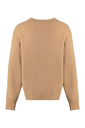 Palm Angels Mens Logo Crew-Neck Sweater Camel Sweatshirts