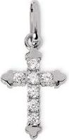 Singularu Charm Penelope. Argent Sterling avec Finition Plaqu&eacute; Rhodium et Zirconium. Pendentif avec Motif Croix et Fermoir Anneau. Bijoux pour Femme