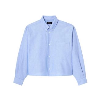 A.P.C. A.p.c., Femme, Blouses et Chemises, Bleu, Taille: 36 FR Sophia Chemise Courte Oxford