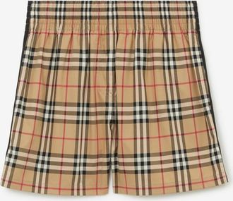 Burberry Short en coton stretch Check, Size: 04, Beige