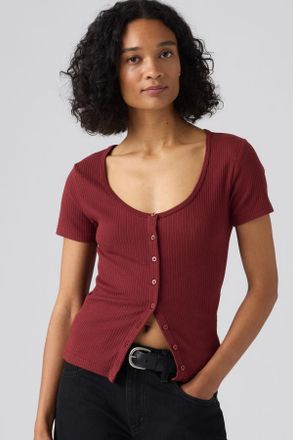 Levi's Austen Button Up Short Sleeve Top - Femme - Rouge / Warm Cabernet - XS