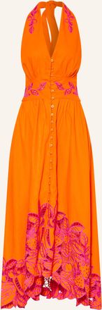 Farm Rio Farm Rio Kleid Fruit Richiliuer Artisanal Mit Leinen Und Lochspitze orange