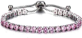 Generic Bracelet de Bijoux en Cristal Brillant et Ajustable &agrave; Une rang&eacute;e de Bijoux pour Femmes Rose Robuste et rentableOp&eacute;ration Facile
