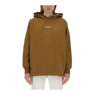Acne Studios Cotton Blend Logo Hoodie - - Sweatshirts & Hoodies - Damen - Braun - 2XS
