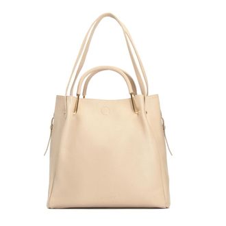 Kazar Metallgriff Leder Shopper Tasche - - Bags - Damen - Beige - ONE SIZE