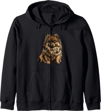 Whyitsme Design Schokoladen-Zwergspitz-Illustration Kapuzenjacke