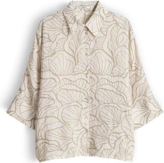 OPUS Kurzarmbluse Fashell aus Webware mit Streifenstruktur All-Over-Print, leichte Transparenz, weicher Griff, Casual
