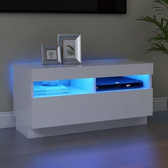 vidaXL Meuble tv avec lumi&egrave;res led blanc 80x35x40 cm Vidaxl