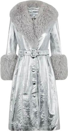 Saks Potts Silver Shearling And Leather Coat Size S