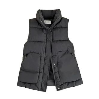 Generic Gilet court en duvet de coton sans manches pour femme, noir, Medium