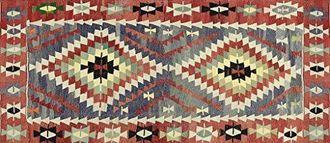 Vilber Vinyl-Teppich, ethnisch, Rautenmuster, Flur, Küche, Wohnzimmer, Zuhause, Mehrfarbig, Verschiedene Größen, Maße: 52 x 120 cm, Kilim.2574 01
