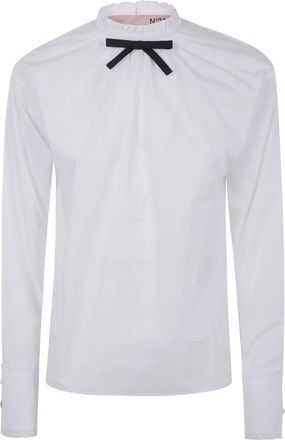 N&deg;21 Femme, Blouses et Chemises, Blanc, Taille: 44 FR Chemise en Tissu &Eacute;l&eacute;gante