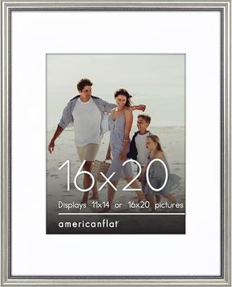 Americanflat Bilderrahmen im Vintage-Stil, 40,6 x 50,8 cm, mit Perlenakzenten und poliertem Plexiglas, Verwendung als 28 x 35 cm oder 40,6 x 50,8 cm Rahmen ohne Pa