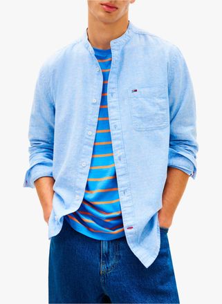 Tommy Hilfiger Chemise &agrave; col officier en lin et coton