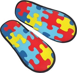 Generic Slippers Sensibilisation À LAutisme Légers Pantoufles Portative Pantoufles En Coton Pour Unisex Chambre Hiver M
