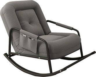 Generic Schaukelstuhl Relaxsessel mit Liegefunktion, Schaukelsessel mit 3-Fach Verstellbarer R&uuml;ckenlehne, Akzent-Sessel mit Seitentaschen und Metallbeinen, bi