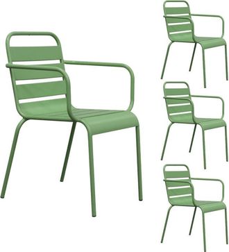 M&S Collection M&s - Lot de 4 chaises de jardin en métal vert avec accoudoirs - baca