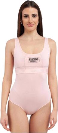 Moschino Femme, Tops, Rose, Taille: 38 FR Body en coton avec fermeture &agrave; boutons-pression