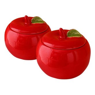 Aboofan 2 St&uuml;ck Keramik Apfeldose Keksdose M&uuml;slibeh&auml;lter Apfelbeh&auml;lter Mehlbeh&auml;lter Glas Bonbondose Apfelkorb &Auml;pfel Keksdose Urlaub Zuckerdose Bonbondose Kera