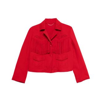 Ermanno Scervino Femme, Vestes, Rouge, Taille: 36 FR Veste &agrave; franges et d&eacute;coupes laser