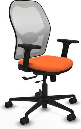 Piqueras y Crespo Jorquera Stuhl mit Lendenwirbelst&uuml;tze mit 2D-Armlehnen, ausgestattet mit Syncro/Traslack und injiziertem Schaum. Mit Rollen von 65 mm Nylon, Wei&szlig;/Oran