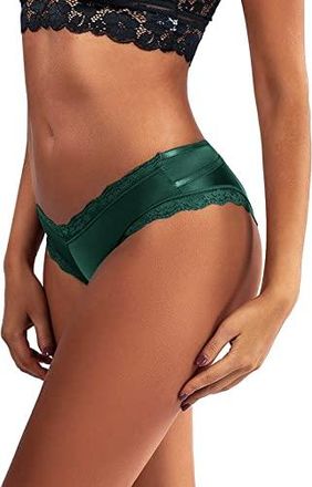 Generic String sexy et respirant pour femme - Dentelle - Soie glac&eacute;e - Culotte extensible invisible - Taille basse - Contr&ocirc;le du ventre - Tangas dr&ocirc;le - Culot