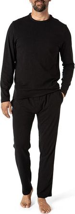 Calvin Klein Underwear Herren Pyjama schwarz Popeline Stoff unifarben
