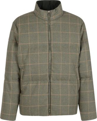 Thom Browne Homme, Vestes, Vert, Taille: M 4-Bar Reversible Funnel Neck Zip Up Jacket