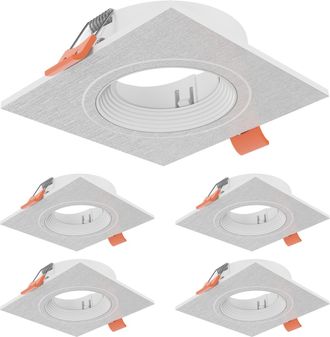 LEDs Com 5 Stück Deckeneinbaurahmen KUN, eckig, schwenkbar, weiß