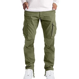 Generic Pantalon de travail d&eacute;contract&eacute; pour homme - Couleur unie - Avec plusieurs poches - Jambe droite - Pantalon cargo tendance - Pantalon de surv&ecirc;tement p