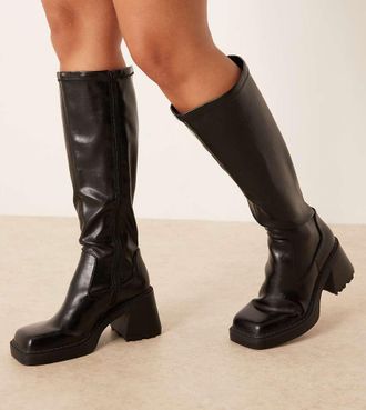 Asos Curve - Charly - Bottes à talon hauteur genou - Noir