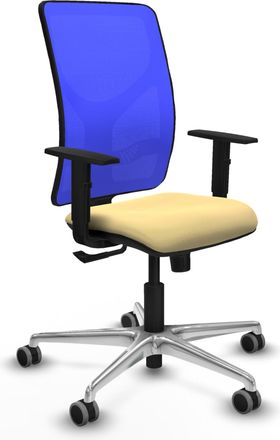 Piqueras y Crespo B&uuml;rostuhl Home Office mit 1D-Armlehnen, h&ouml;henverstellbare Lendenwirbelst&uuml;tze, ausgestattet mit 3 Positionen und Schneideschaum, Blau/Cremefarben