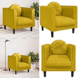 vidaXL Sessel mit Kissen Gelb Samt - Sessel - Samt Sessel - Wohnzimmersessel - Gelber Sessel - Gem&uuml;tlicher Sessel - Home & Living