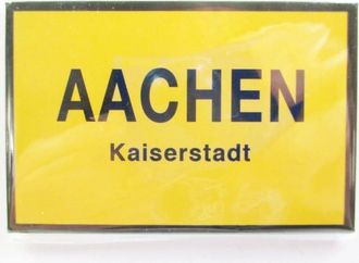 Generic Aachen Kaiserstadt Magnet Souvenir Germany Ortsschild gelb