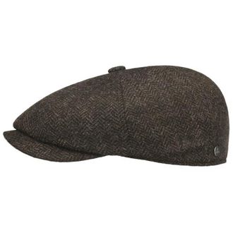 Lierys Casquette Carlsen Wool Herringbone Homme - Made in The EU Laine Gavroche avec Visiere, Doublure Hiver Automne-Hiver - 60 cm Marron