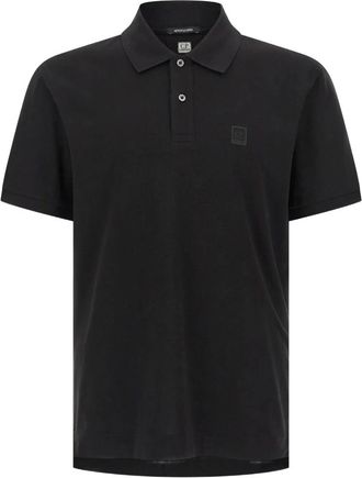 C.P. Company C.p. Company, Homme, Tops, Noir, Taille: M Piqu&eacute; Silicone Logo Polo