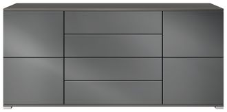Vladon Sideboard Rova V2, Kommode mit 4 T&uuml;ren und 4 Schubladen, Anthrazit matt/Graphit Seidenmatt (166,5 x 75,5 x 35)