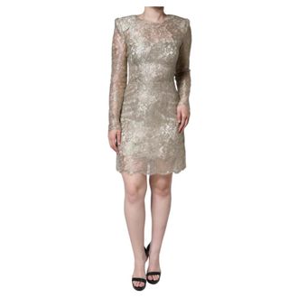 Dolce & Gabbana Blumenspitze Mini Kleid A-Linie Sheath - - Dresses - Damen - Gelb - M