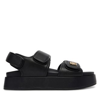 Tommy Hilfiger Sandalen Tommy Hilfiger Leather Sporty Platform Sandal FW0FW09119 Schwarz