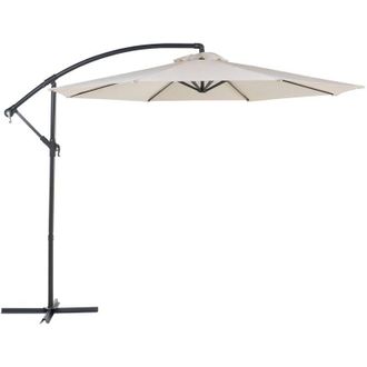 Beliani Beliani - Parasol de Jardin 300 cm Tissu Polyester Beige Clair Ouverture &agrave; Manivelle
