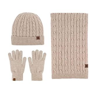Generic Ensemble bonnet, gants et &eacute;charpes pour hommes et femmes, kaki, Taille unique