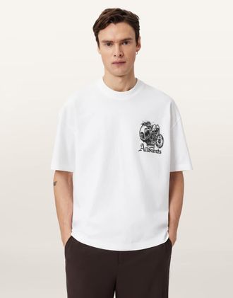 AllSaints Panhead - Kurz&auml;rmliges T-Shirt in optischem Wei&szlig; mit Rundhalsausschnitt