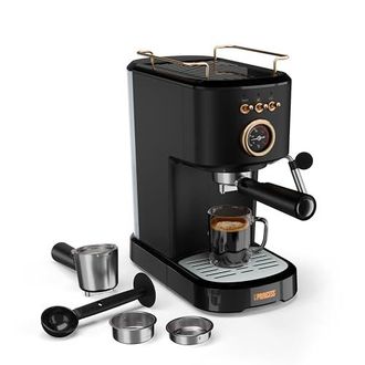 Princess Machine &agrave; Expresso, 1100W, 20 Bars, Chauffe-Tasses, Buse Vapeur, R&eacute;servoir 1,2L, Compatible Caf&eacute; Moulu et Capsules, Facile &agrave; Nettoyer, Arr&ecirc;t Automatiq
